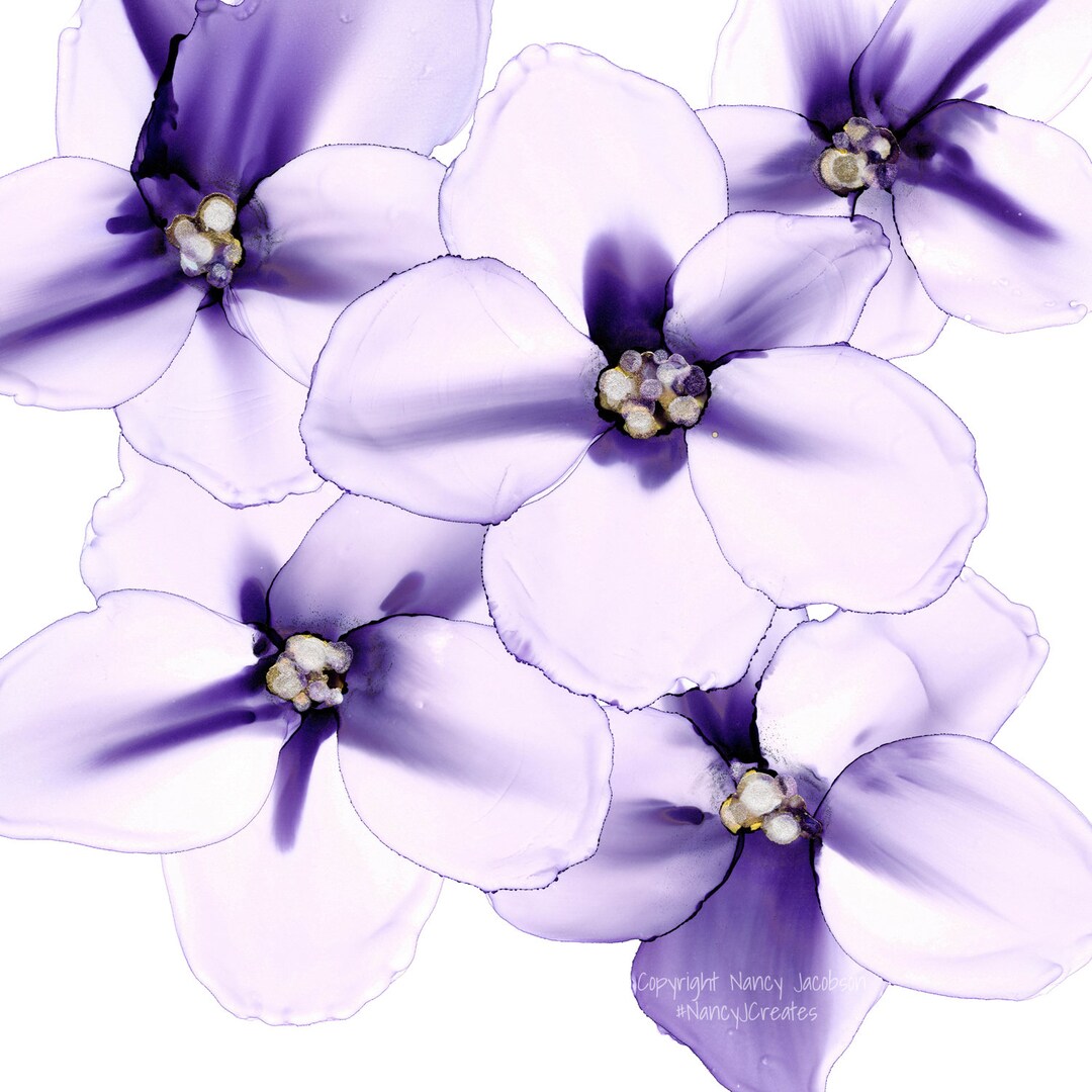 Purple Violet Art Print From My Original Alcohol Ink Painting, Pale ...