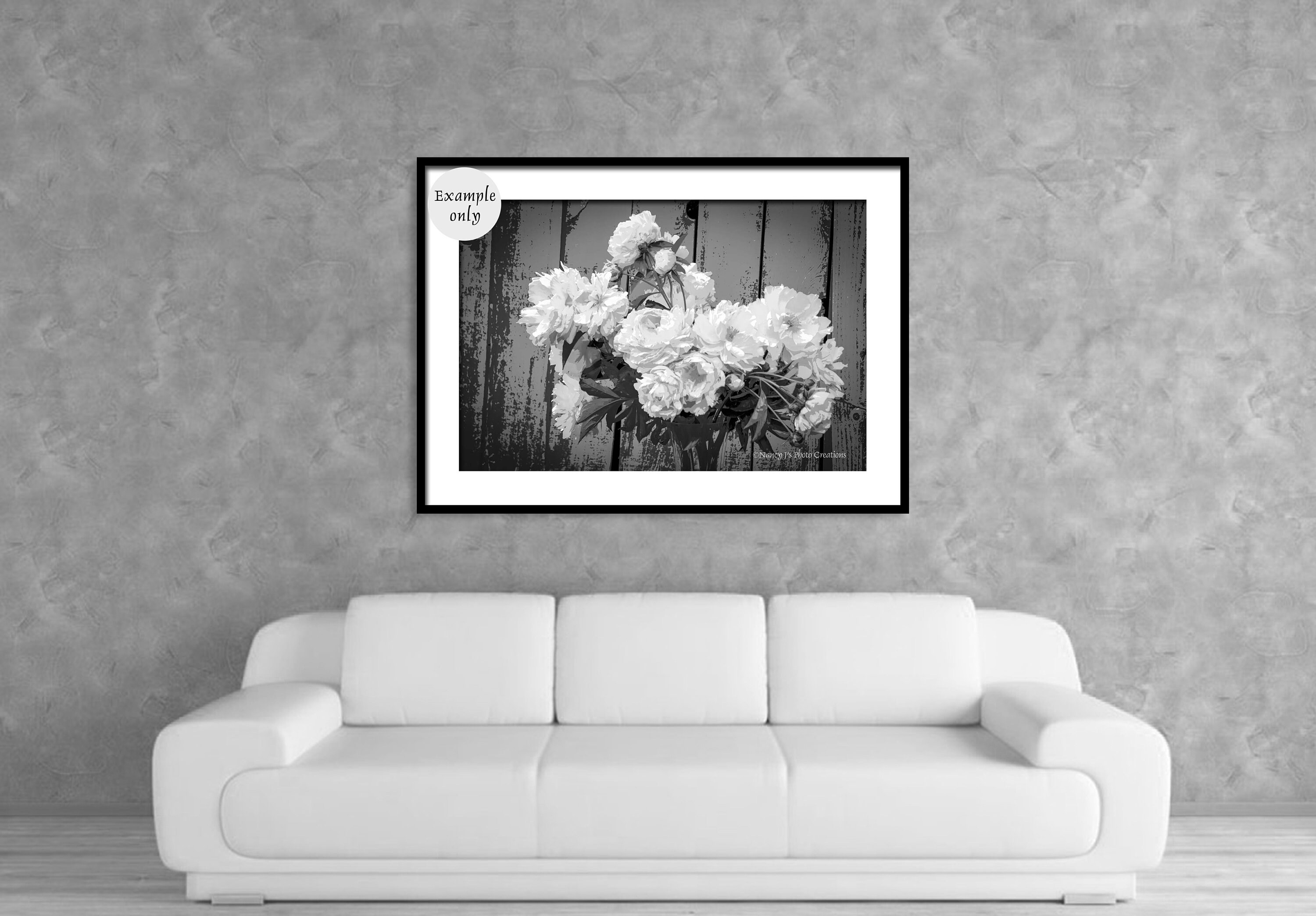 Peonies Floral Print ~ Black and White Wall Art, Peony Photography ...