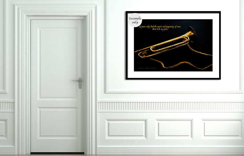 Antique Bugle Wall Art, Inspirational Quote About Peace, Minimalist ...