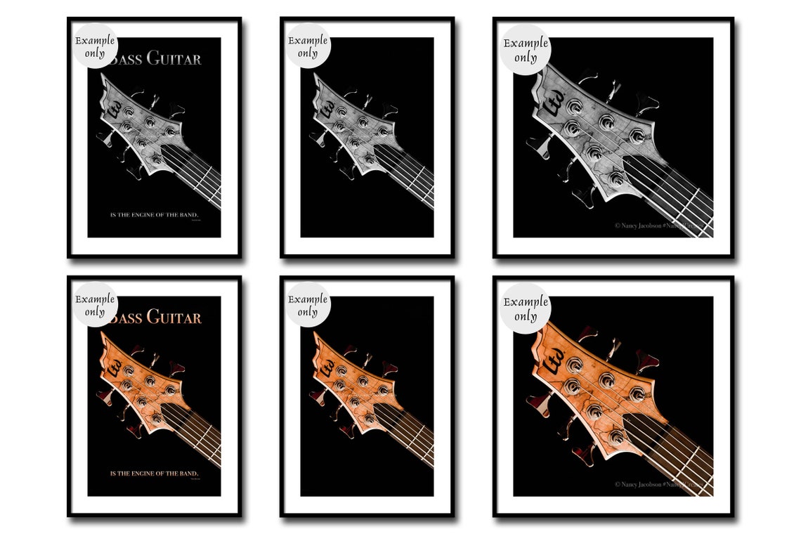 Electric Bass Guitar Print Music Art Square Wall Art | Etsy