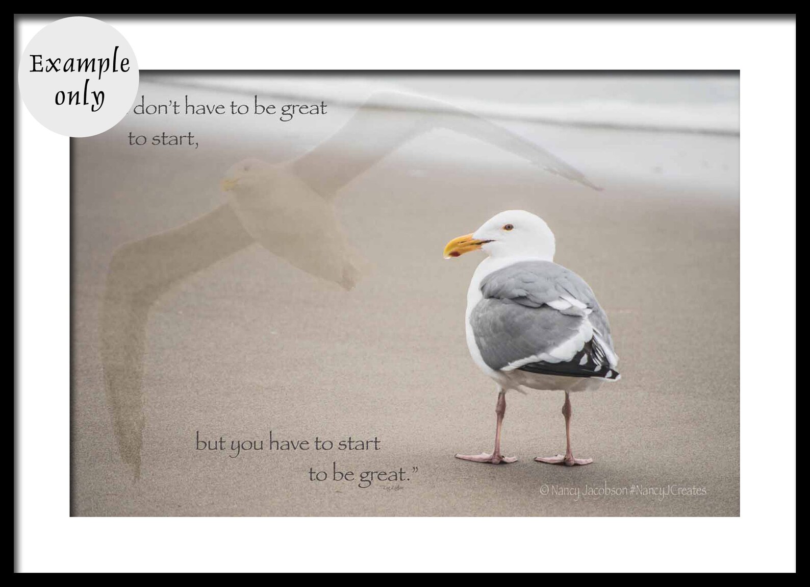 Inspirational Wall Art, Nature Print, Seagull Picture, Sandy Beach ...