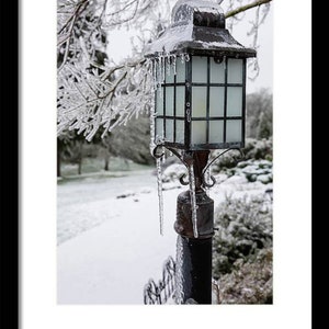 Rustic Lamppost in Ice Print, Winter Photography Rustic Wall Decor ...