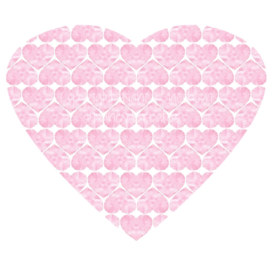 Pink Heart Painting, Heart Pattern, Watercolor Heart Print, Pastel Wall ...
