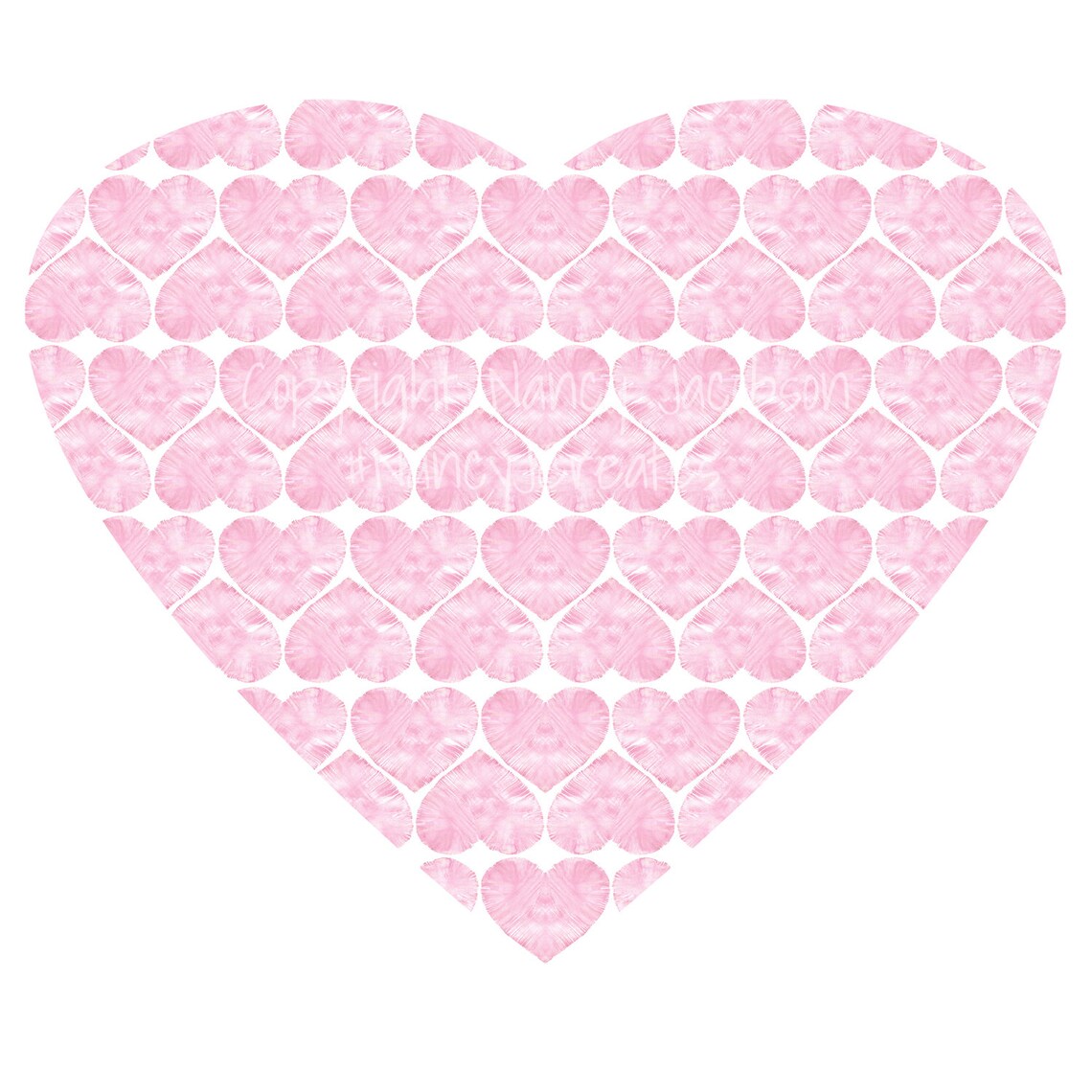 Pink Heart Painting Heart Pattern Watercolor Heart Print | Etsy