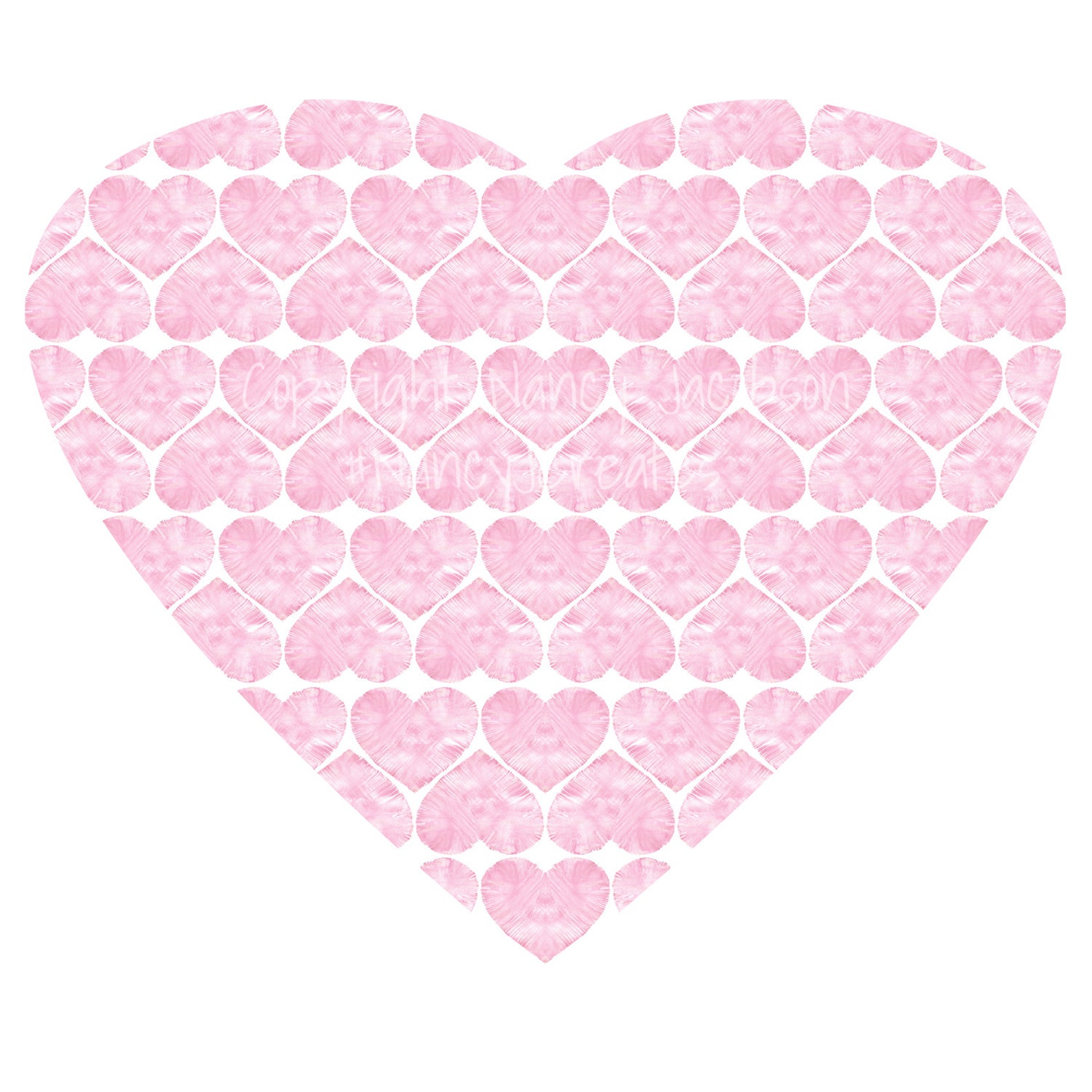 Pink Heart Painting Heart Pattern Watercolor Heart Print - Etsy