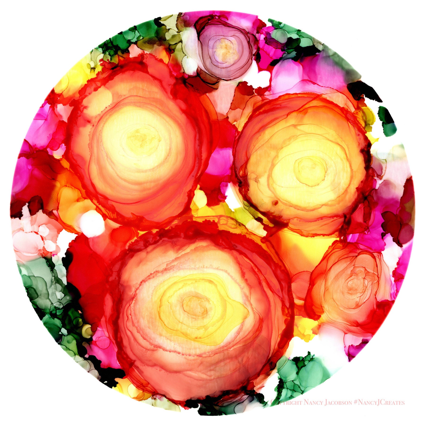 Red Rose Art Print From My Original Alcohol Ink Painting - Etsy