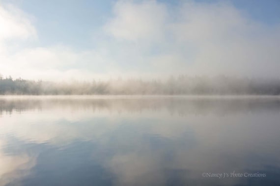 Dreamy Clouds Photo Fog over Clear Lake Photo Misty | Etsy
