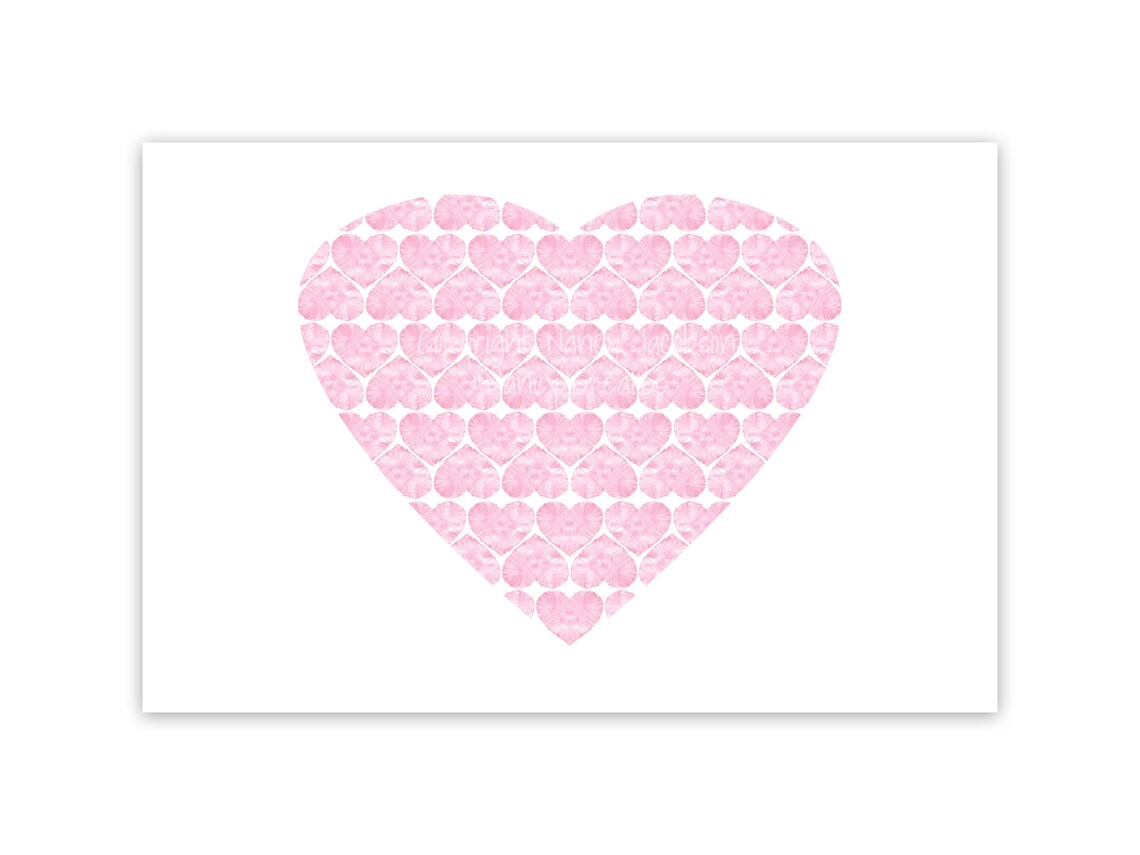 Pink Heart Painting Heart Pattern Watercolor Heart Print | Etsy