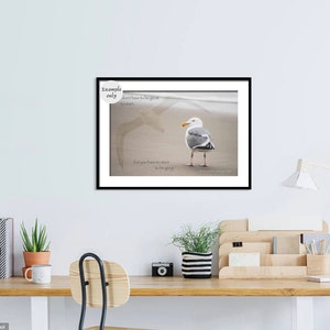 Inspirational Wall Art, Nature Print, Seagull Picture, Sandy Beach ...