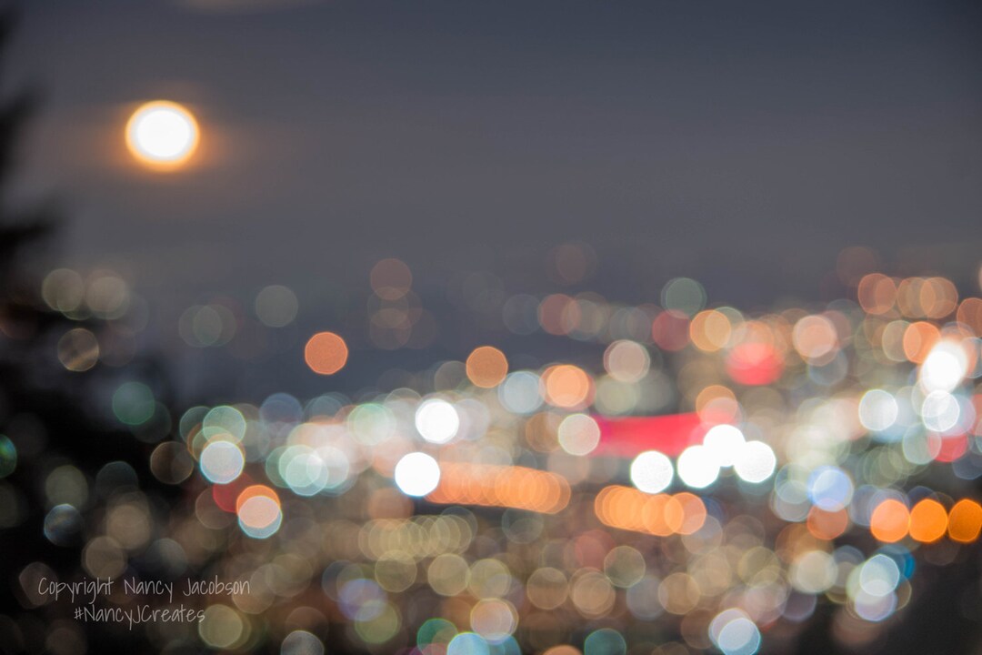Portland Oregon City Lights Photo, Urban Night Art, Abstract ...
