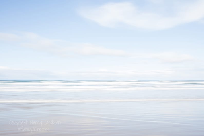 Dreamy Beach Print, Ocean Decor, Light Blue Coastal Art, Zen Decor ...