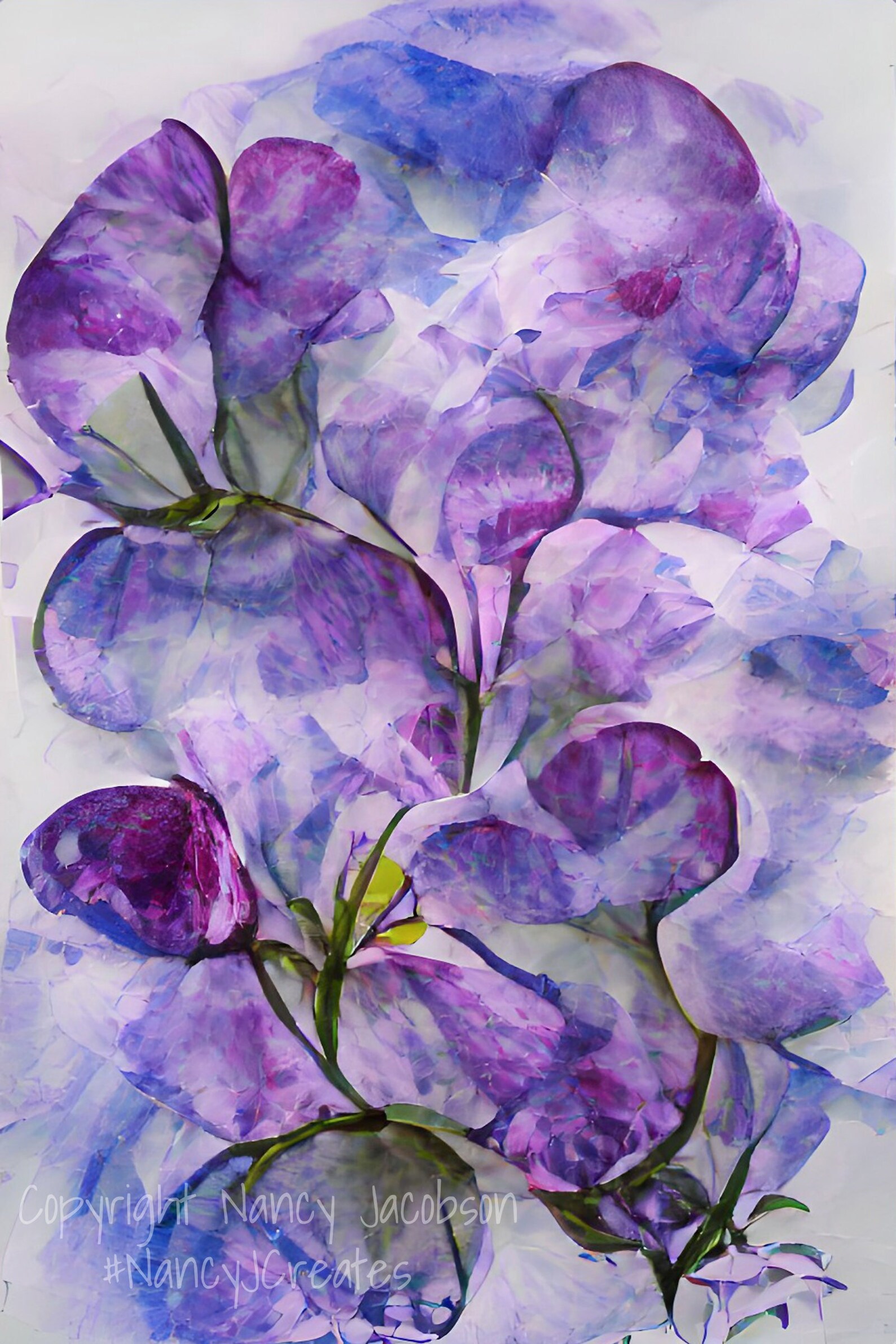 Violet Botanical Digital Art Spa Art Fluid Art Abstract - Etsy