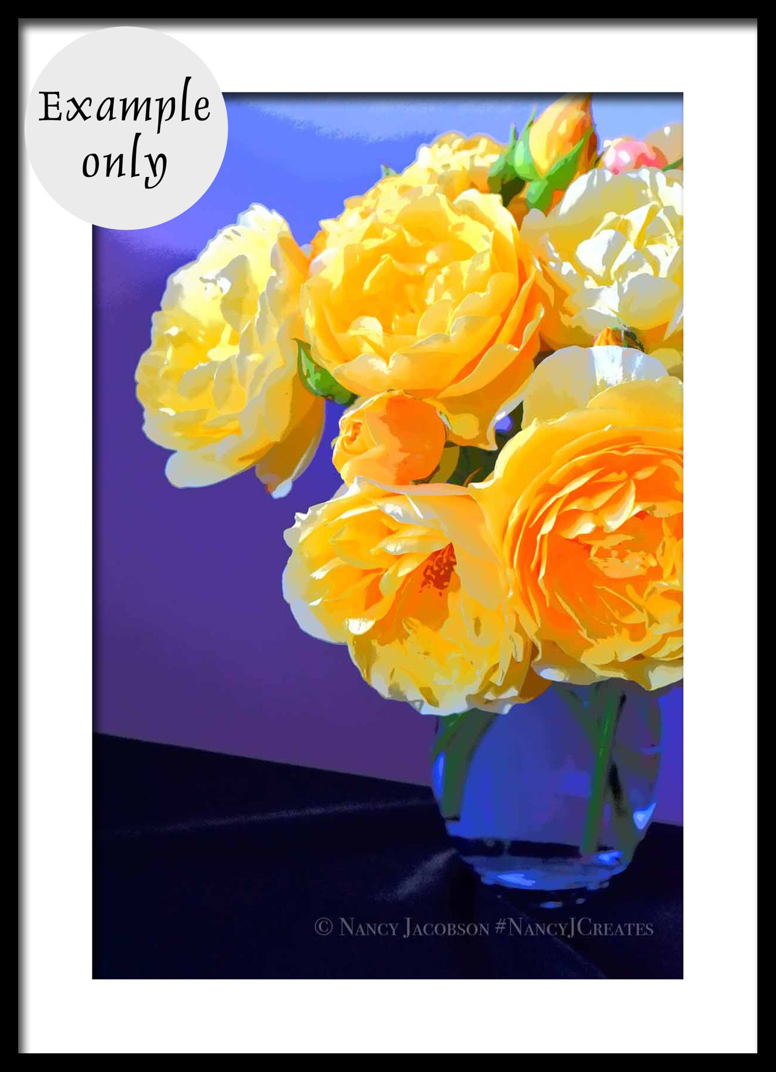 Bright Yellow English Rose Print, Impressionist Floral Wall Art, Golden ...