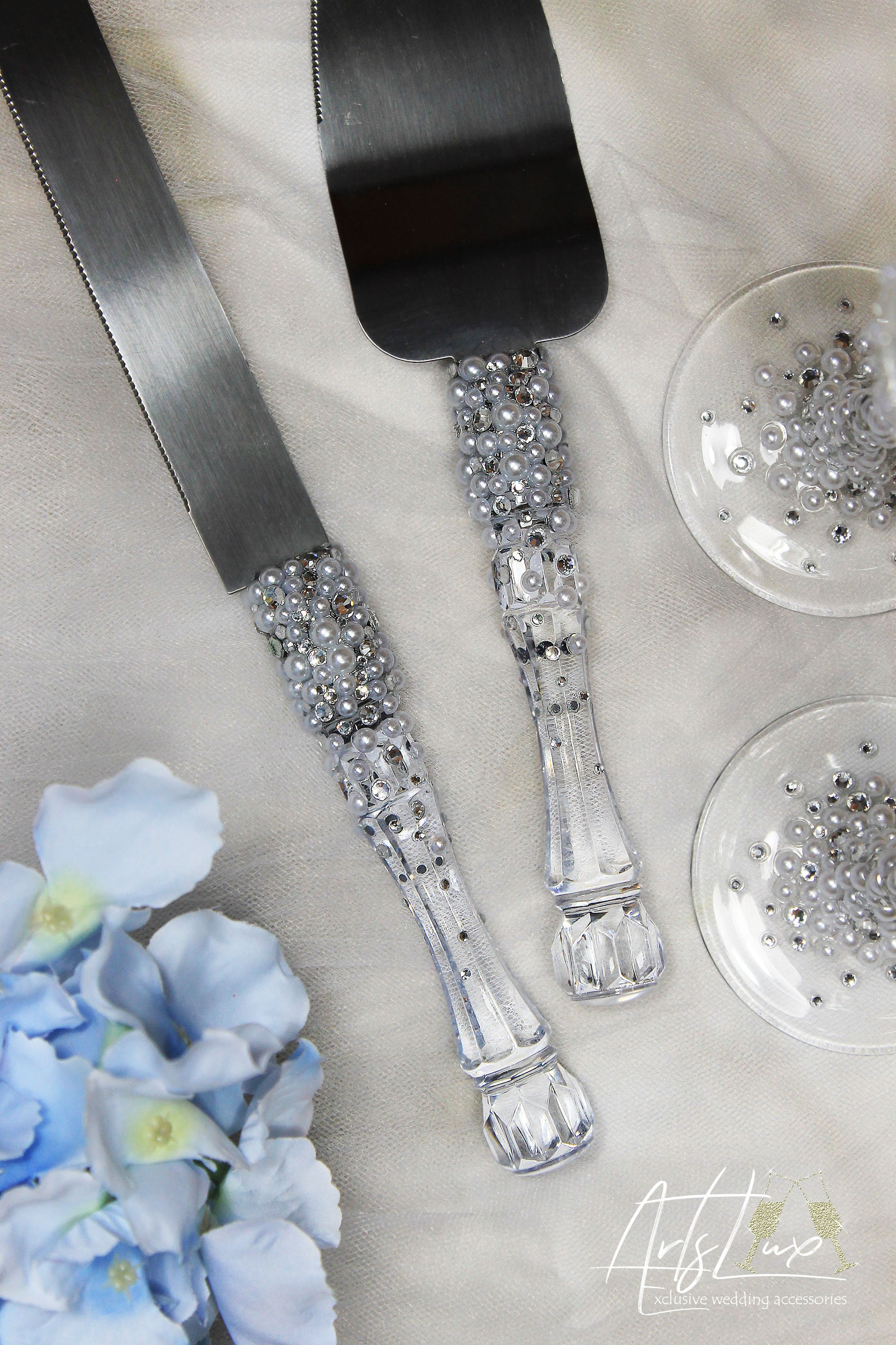 Pearls&rhinestones Wedding Cake Server Set-cake Server and | Etsy