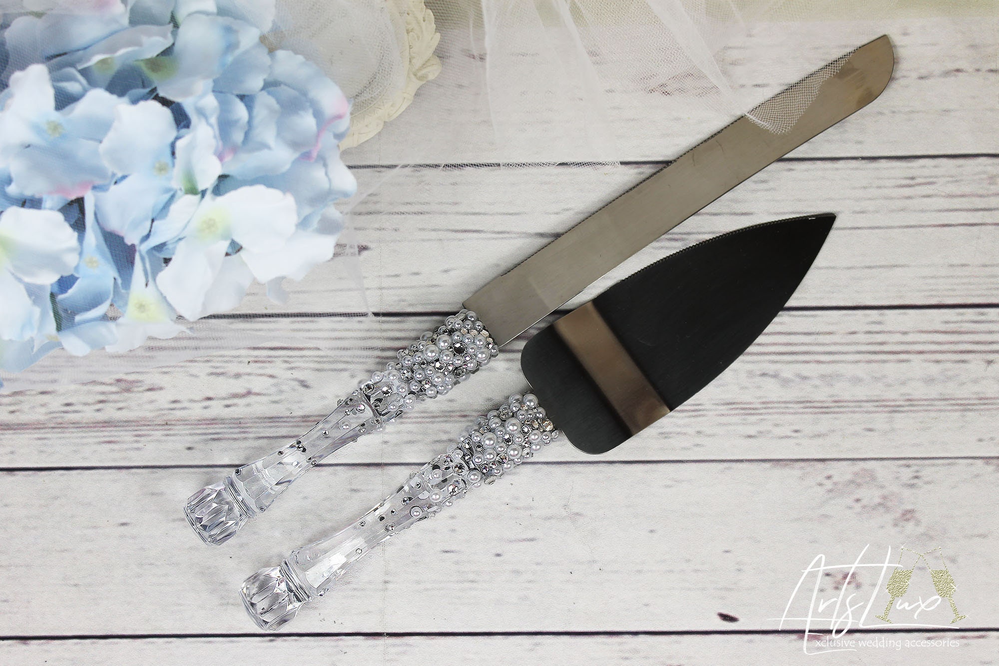 Pearls&rhinestones Wedding Cake Server Set-cake Server and | Etsy