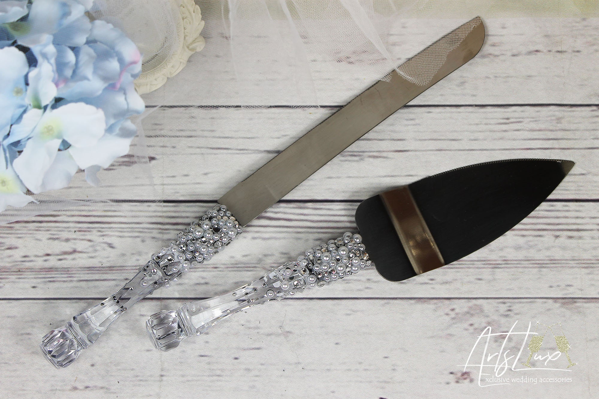 Pearls&rhinestones Wedding Cake Server Set-cake Server and | Etsy