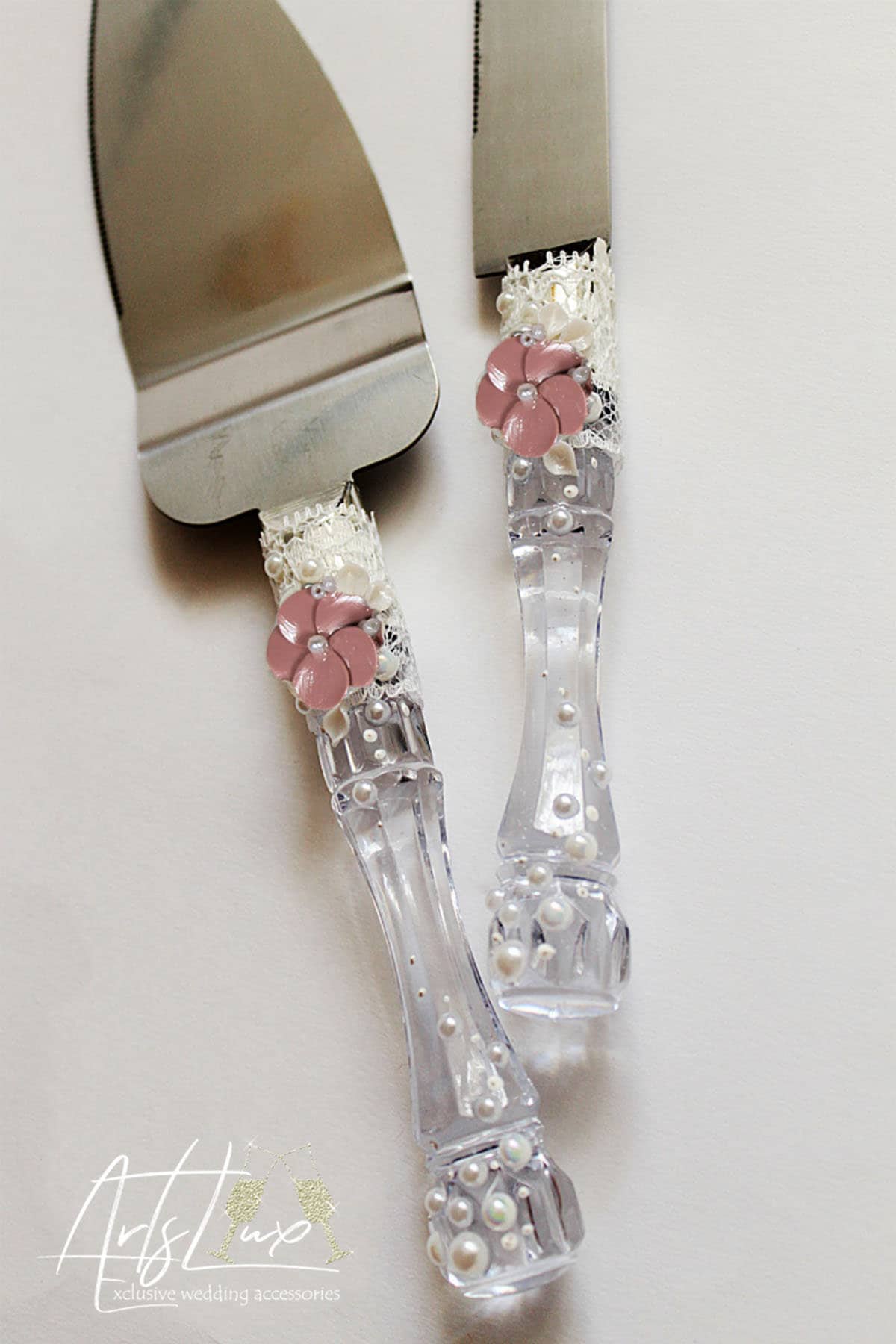 Wedding Cake Knife Set with ivory flowers-Wedding Cake Server | Etsy