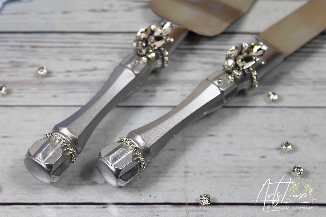 Silver Crystals Wedding Cake Server Set-rhinestones Cake - Etsy