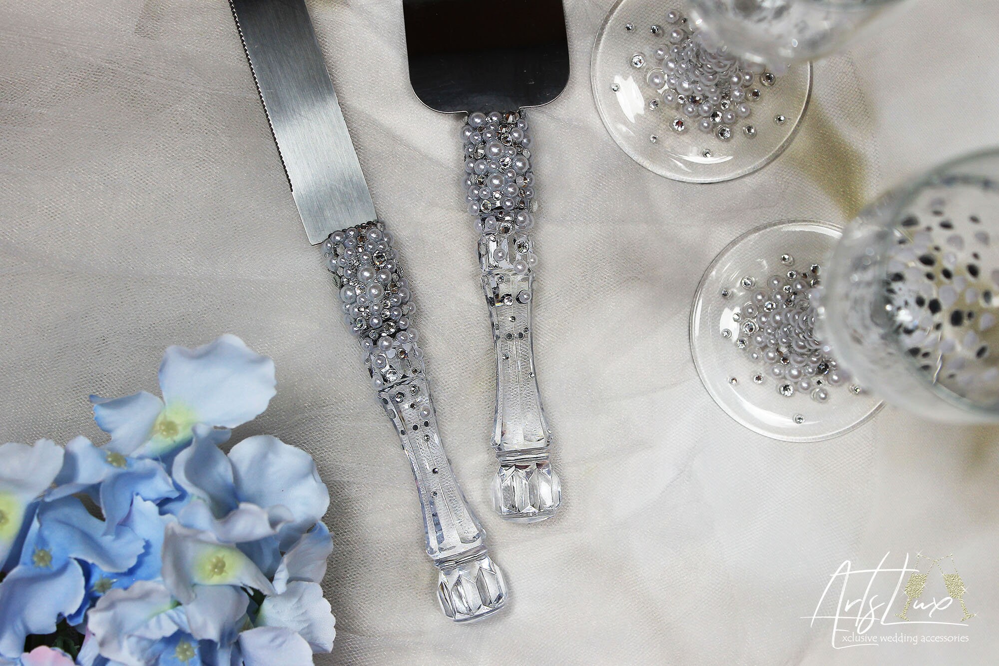 Pearls&rhinestones Wedding Cake Server Set-cake Server and | Etsy