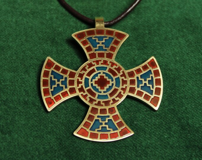 Anglo-saxon Cross Brass Pendant With Enamels, Ixworth Cross Replica ...