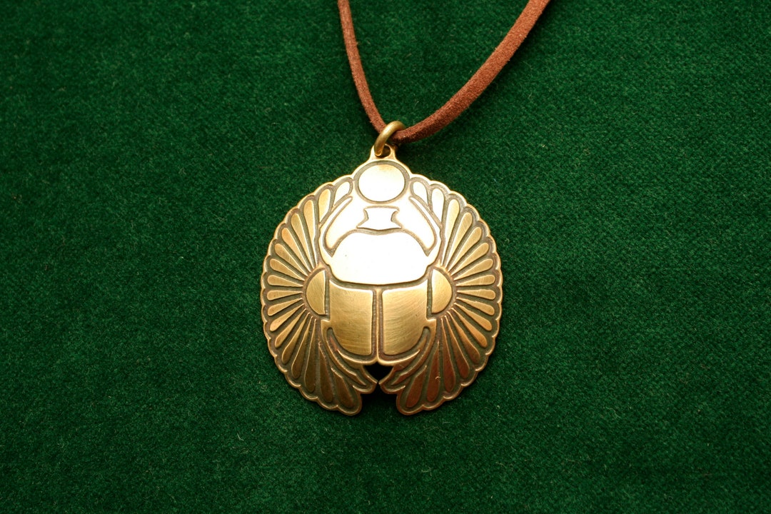 Egyptian Scarab, Brass Scarab Pendant, Scarab Necklace, Handmade Metal ...