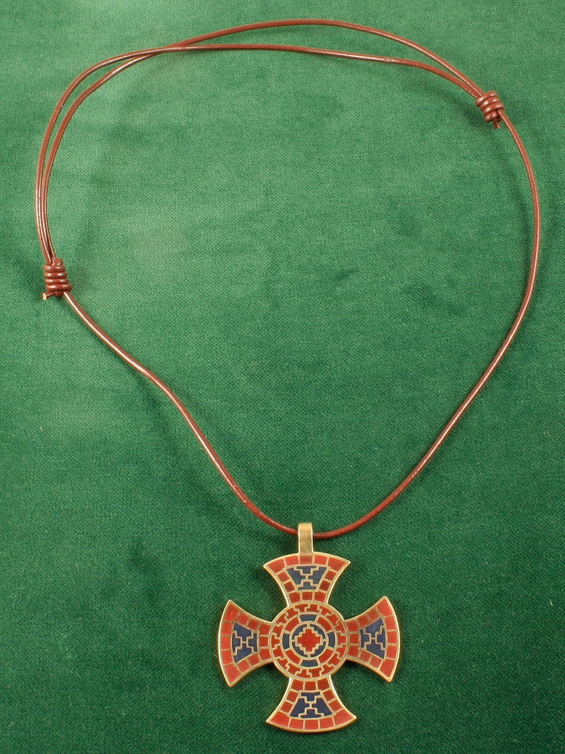 Anglo-saxon cross brass pendant with enamels Ixworth Cross | Etsy