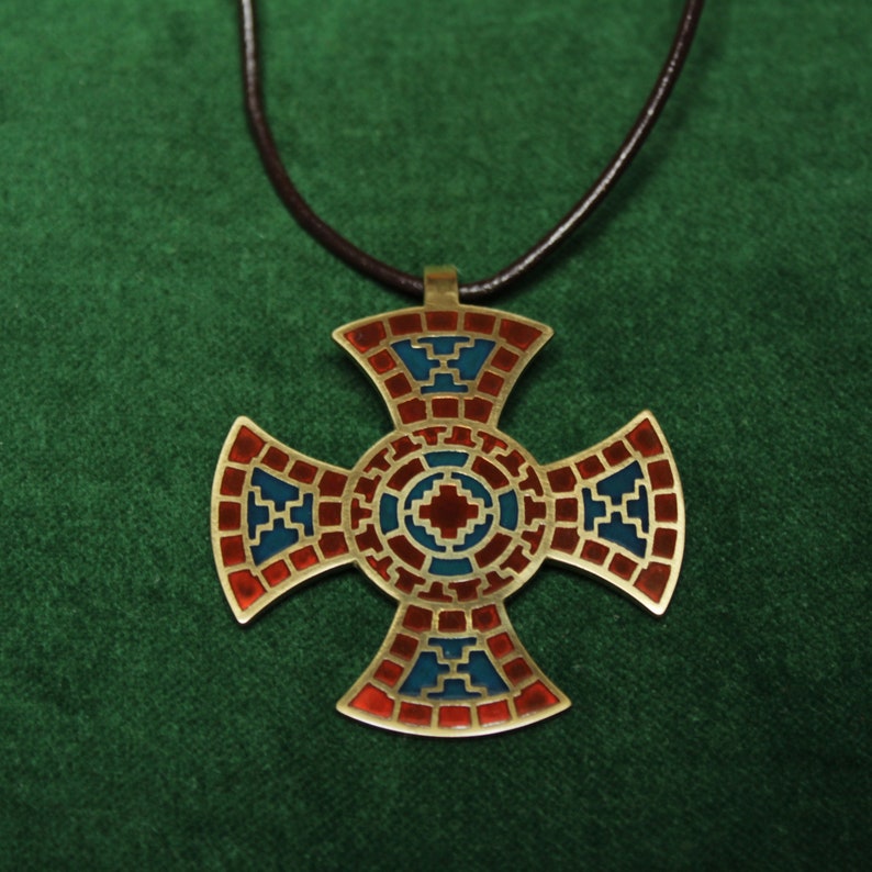 Anglo-saxon Cross Brass Pendant With Enamels Ixworth Cross | Etsy