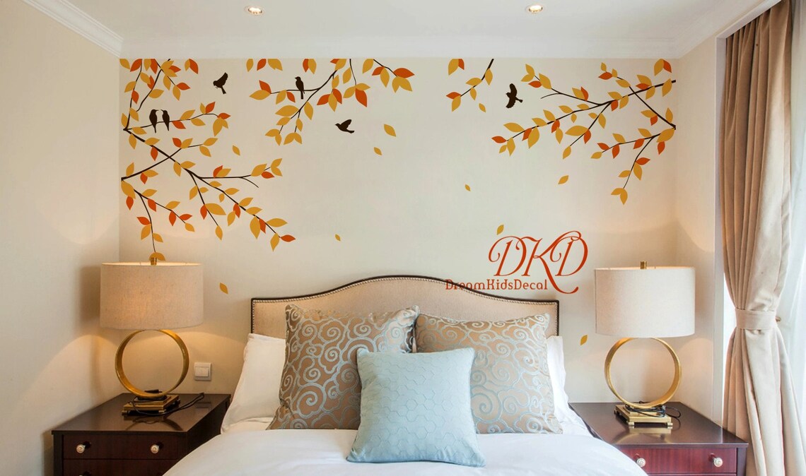 Tree Branch Decal Wall Art With Birds - Etsy