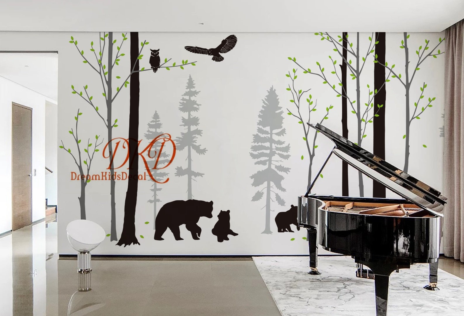 Woodland Forest Pine Trees Wall Decal for Baby Nursery Owl - Etsy