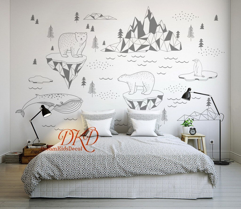 Nursery Wall Decal Arctic Animals Wall Decal Polar Bear | Etsy