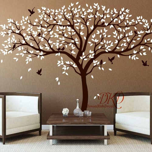 Tree Branch Decal Wall Art With Birds - Etsy