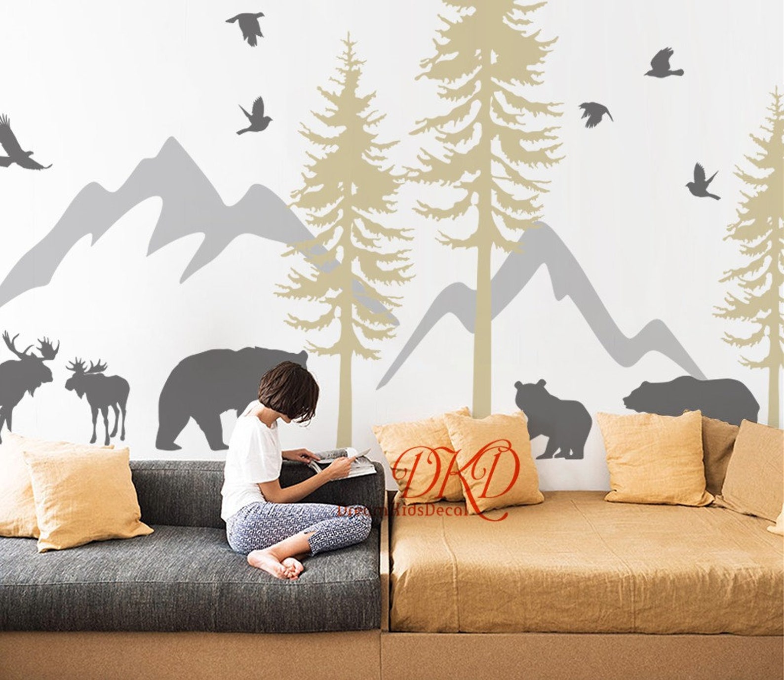 Pine Tree Wall Decals Wall Stickers Mountains Wall Decal - Etsy