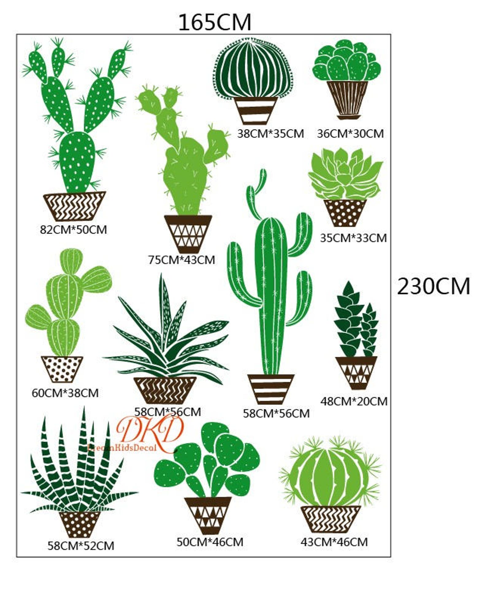 Cactus Wallpaper Sticker Peel and Sticker Wall Mural Sticker | Etsy