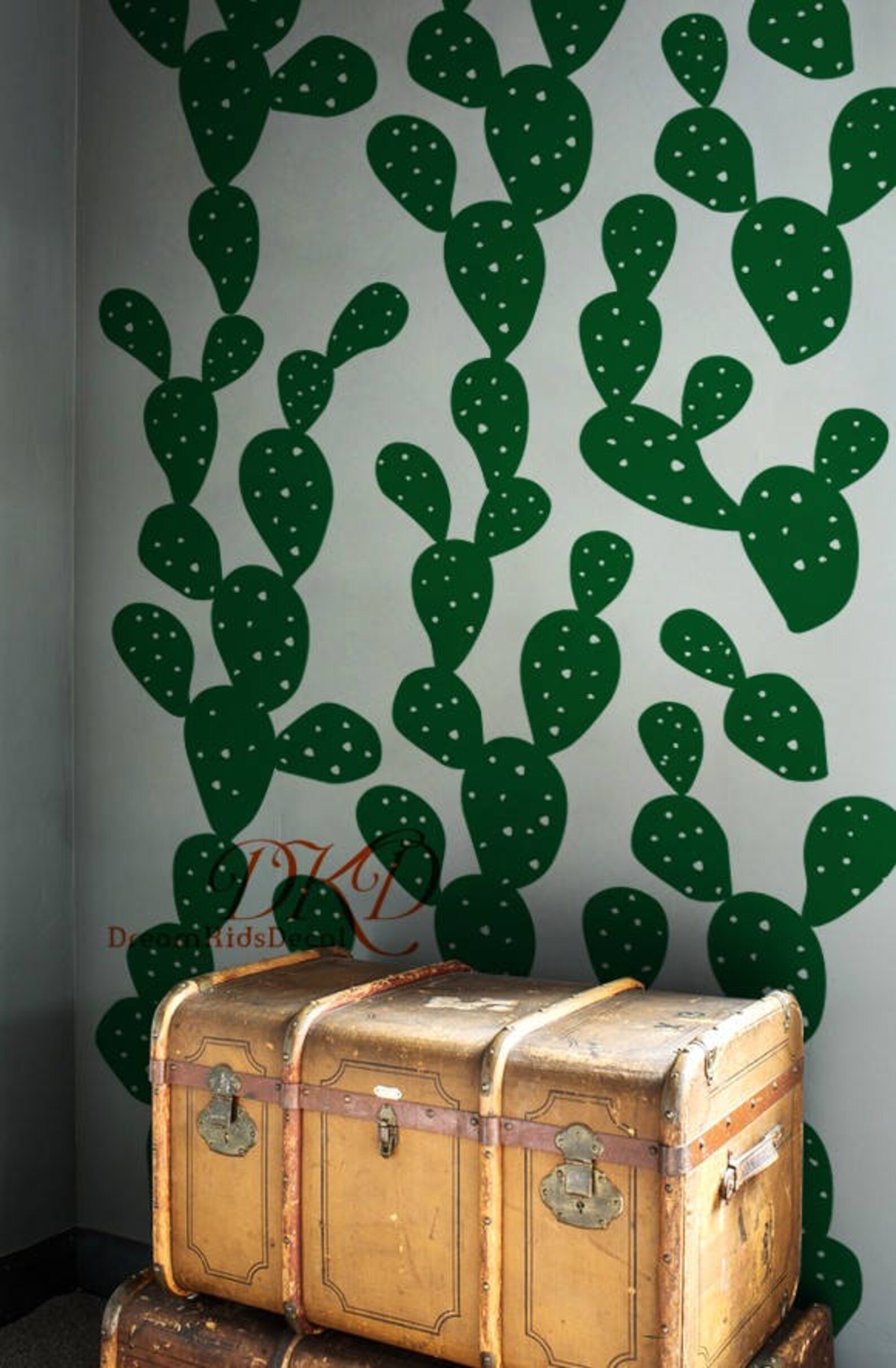 Cactus Pattern Wall Decal Wallpaper Effect Wall Sticker Set | Etsy