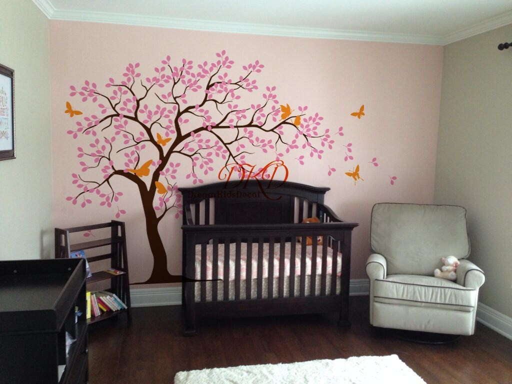 Nursery Wall Decal Tree Wall Decal Butterfly Nature Wall | Etsy