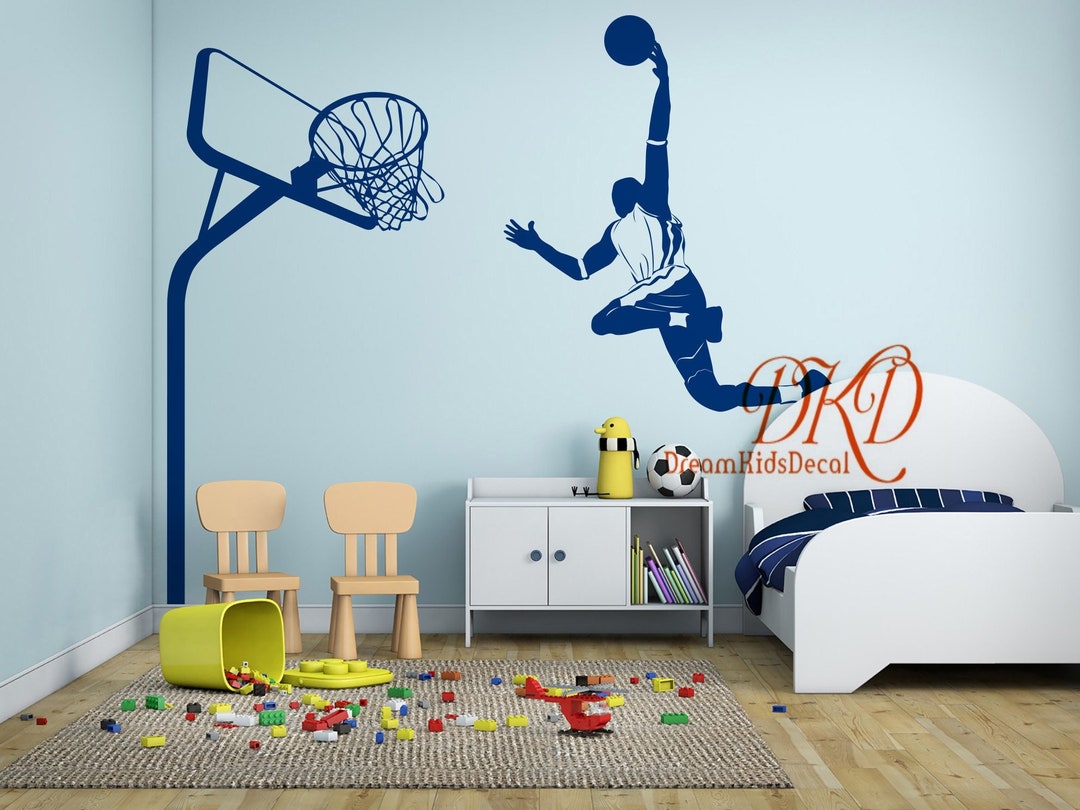 Basketball Wall Decal, Boys Room Decor, Sports, Basketball Player ...
