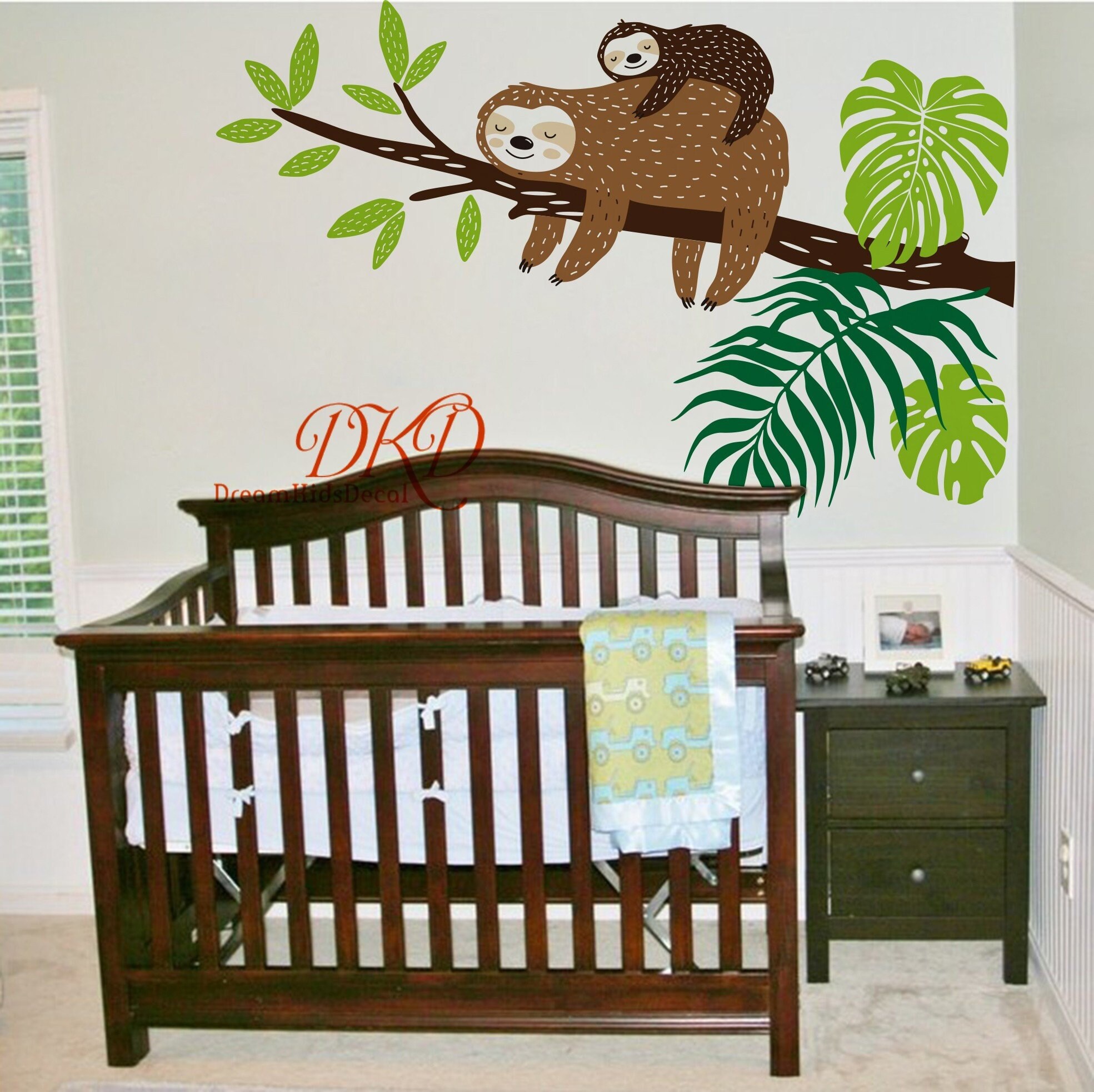 Hanging Sloth Decal Sloth Tree Branch Wall Decal Tropical | Etsy