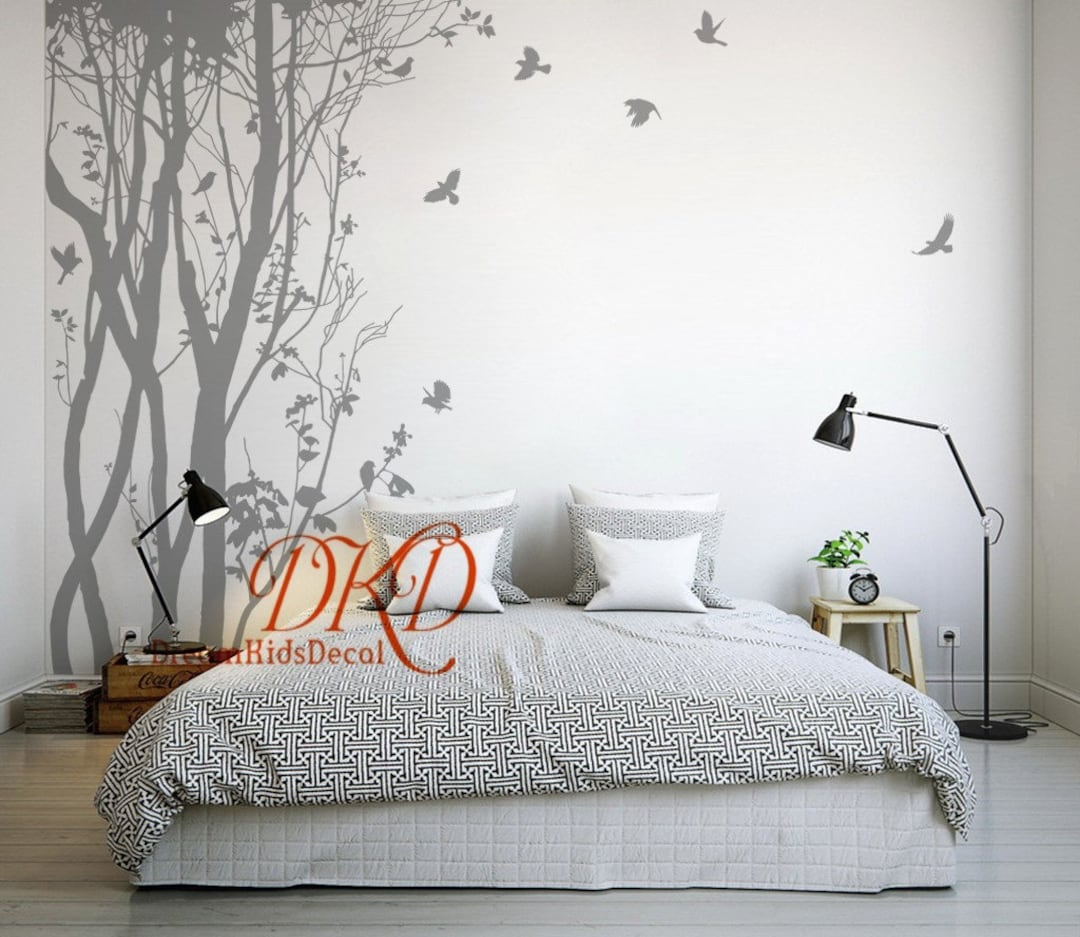 Large Wall Tree Decal Treesdeep Tree Forest Silhouette Shadows Birds ...