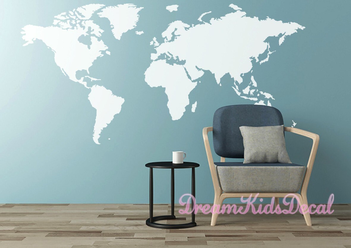 World Map Decal Map Decal Office Decor World Map Decals | Etsy