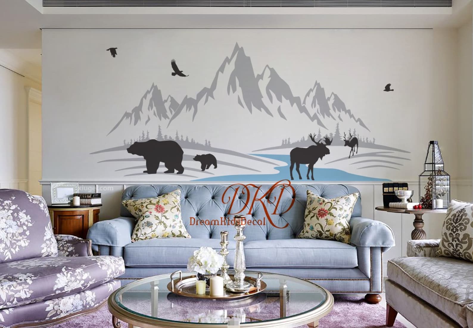 Mountain Decal Mountain Wall Art Nursery Decor Woodland - Etsy