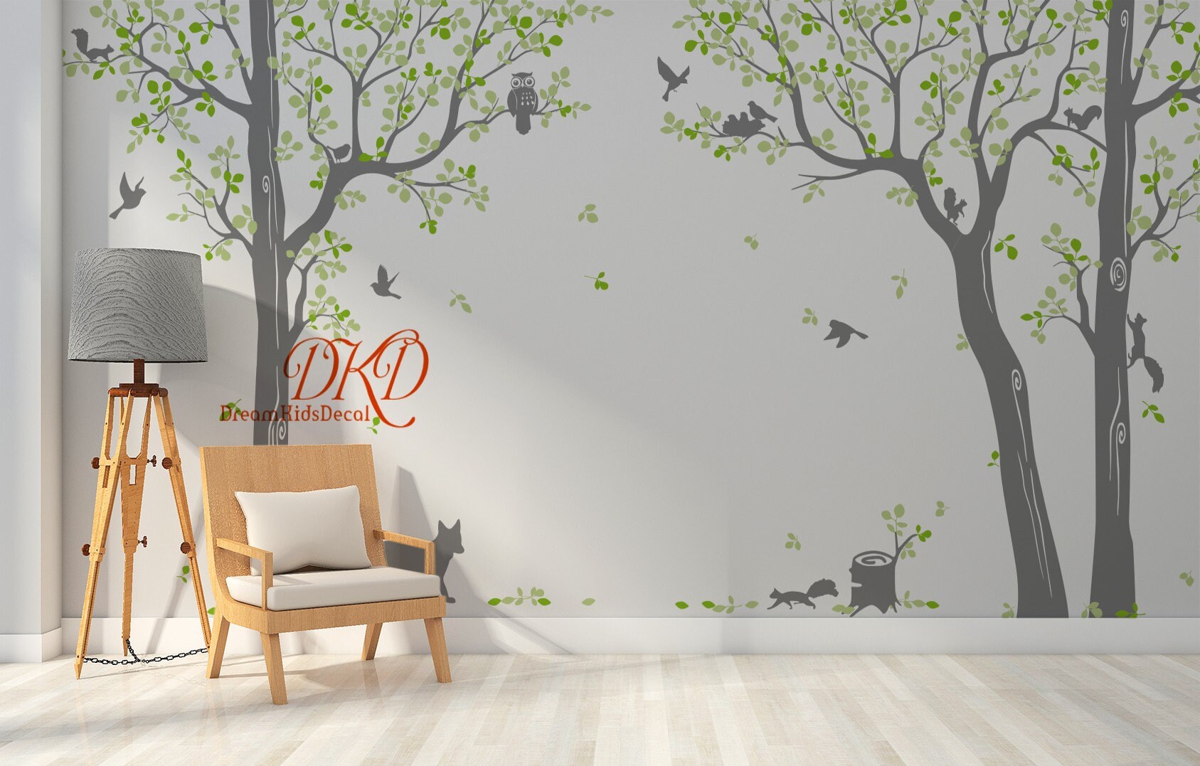 Wandtattoo Baum Wandsticker Set Bäume mit Eule - Etsy.de