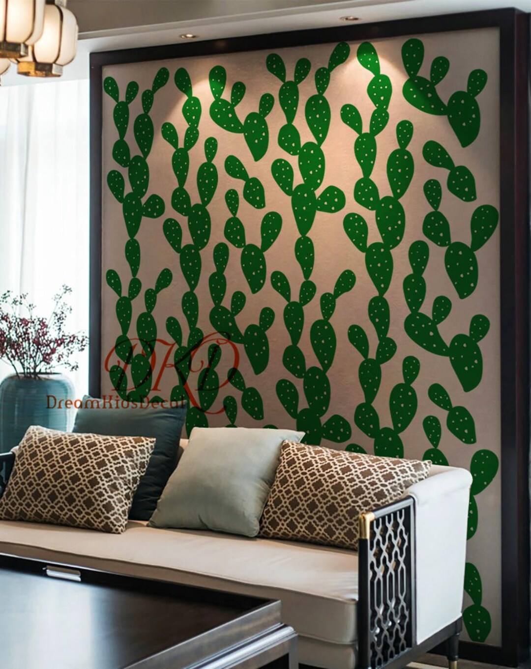 Cactus Pattern Wall Decal, Green Succulents, Removable Wall Sticker - Etsy