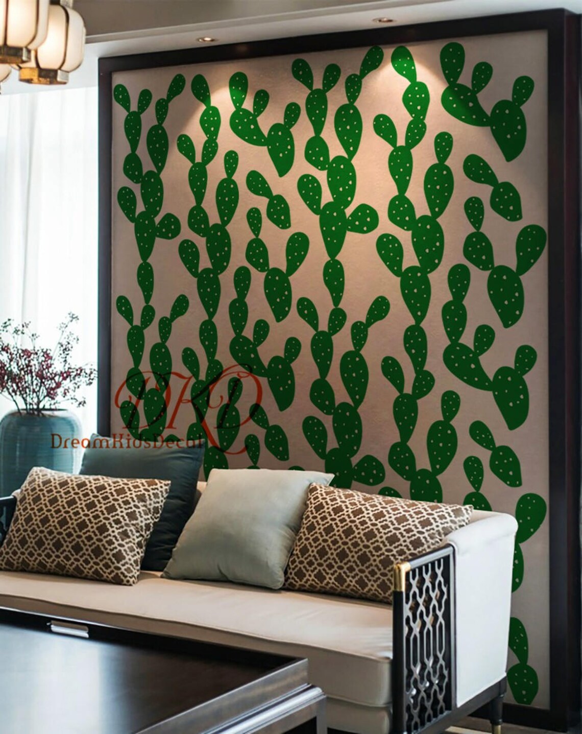 Cactus Pattern Wall Decal Wallpaper Effect Wall Sticker Set | Etsy