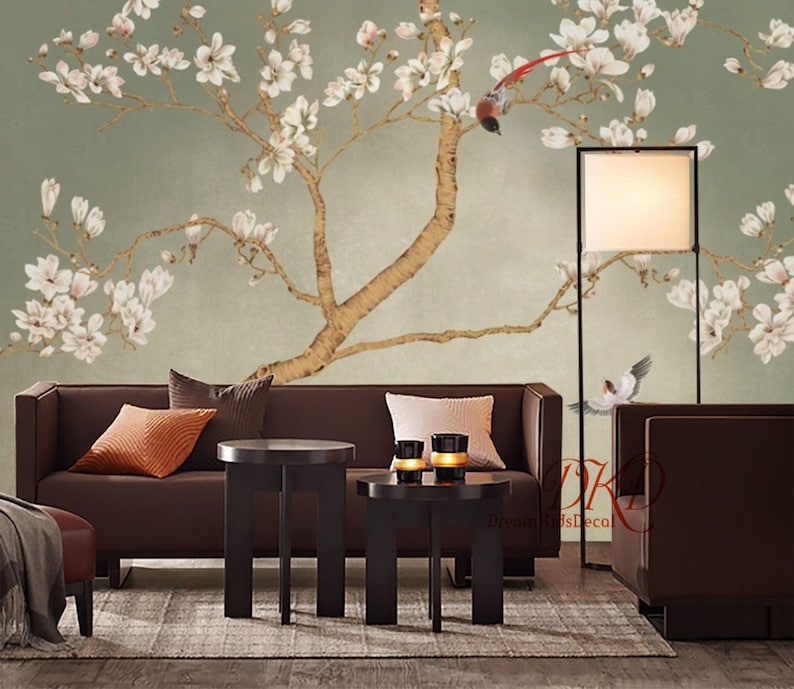 Chinoiserie Wall Mural Vintage Wallpaper Hand-painted - Etsy