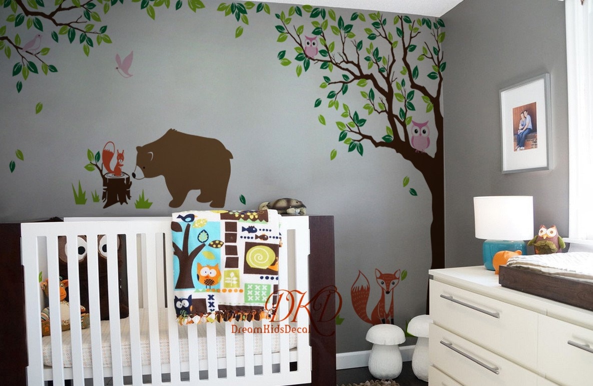 Wall Decals for Kids Vinyl Decals Baby Nursery Woodland | Etsy