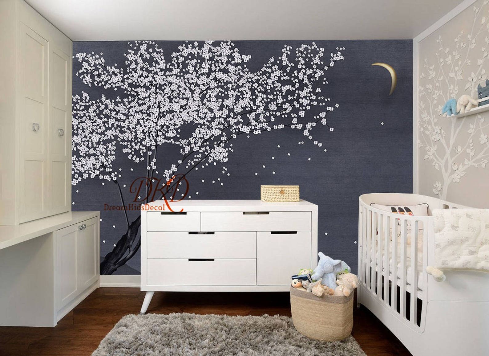 Wall Mural Wall Coverings Floral Tree Wallpaper for Nursery | Etsy