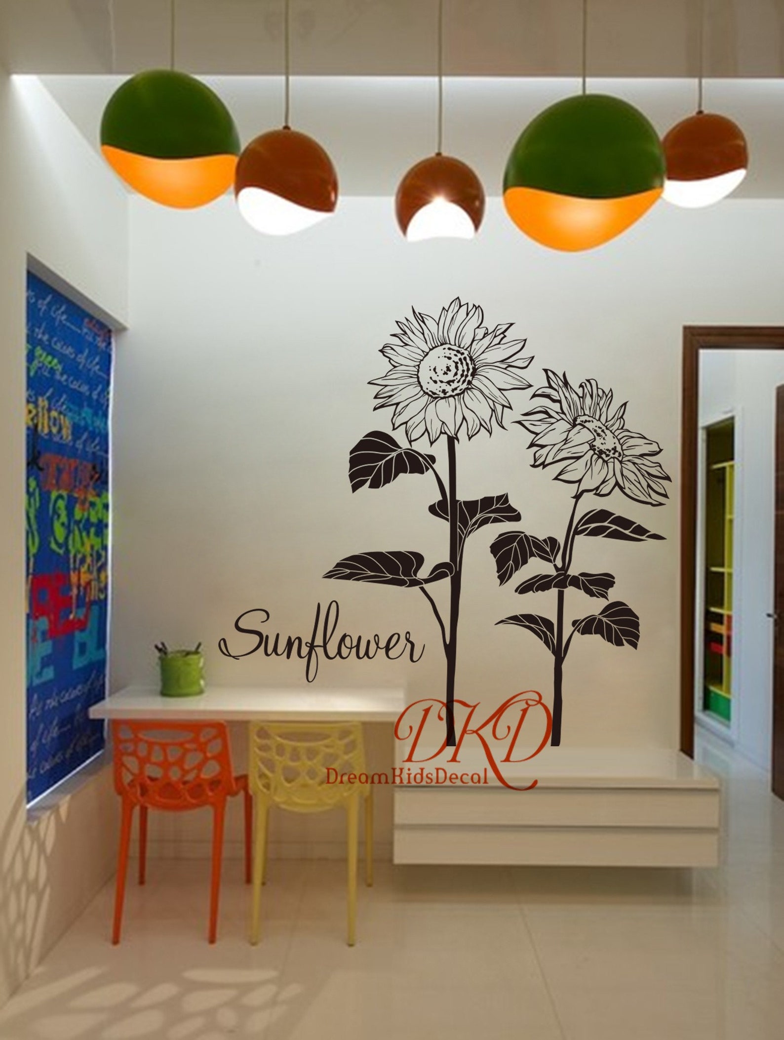 Flower Decal Flowers Flora Wall Decals Vinyl Wall Decals | Etsy