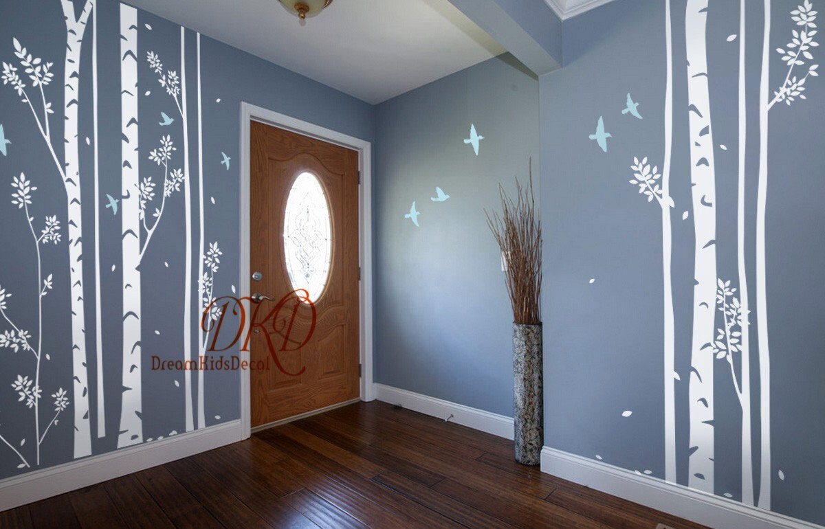 Tree Wall Decals Wall Stickers-9 Birch Trees in the Forest | Etsy