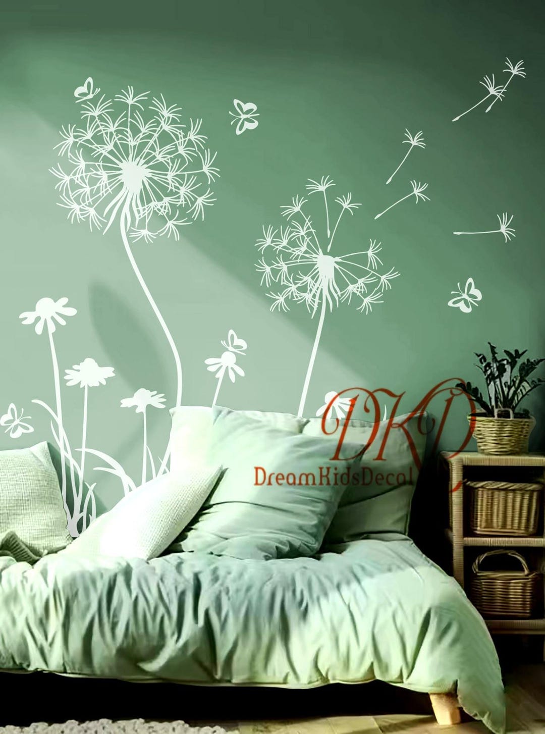 Dandelion Wall Decal Flower Wall Decal Floral Wall Sticker Nursery Room ...