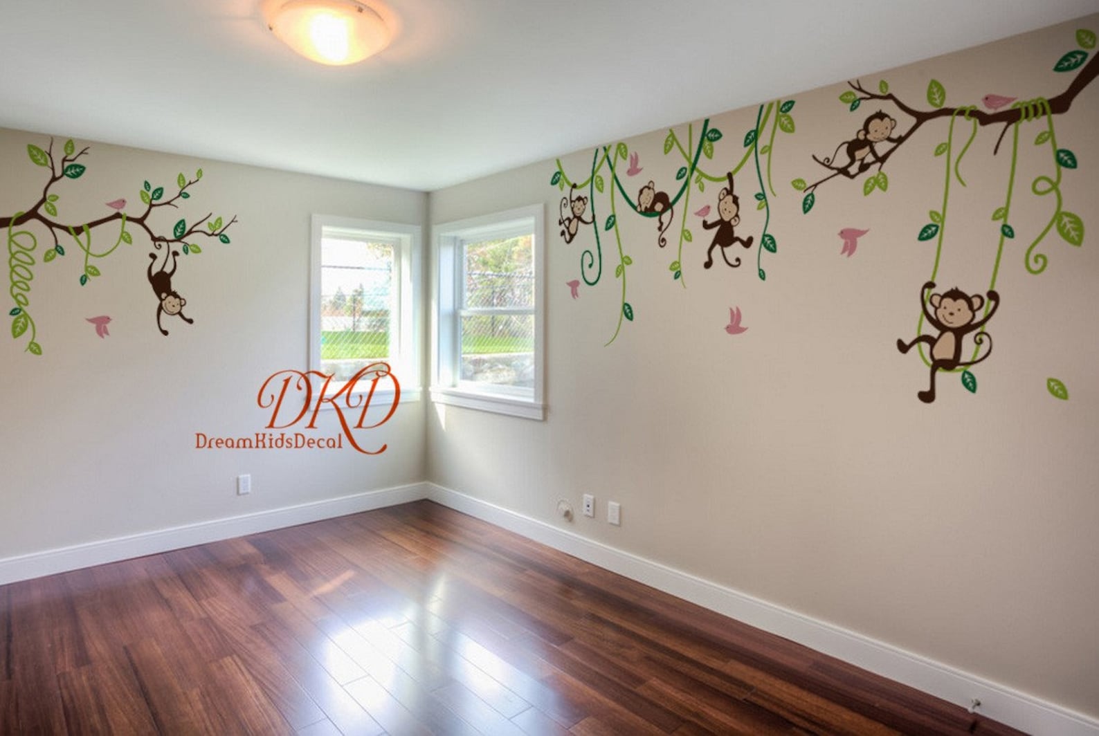 Jungle Decals Jungle Monkey Wall Decals Swinging Monkey - Etsy